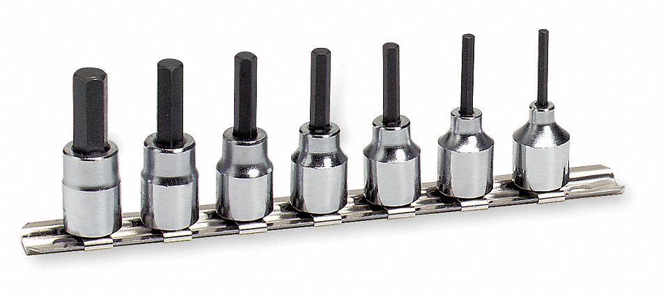 Hex Bit Socket Set, Drive Size 3/8 in - Grainger