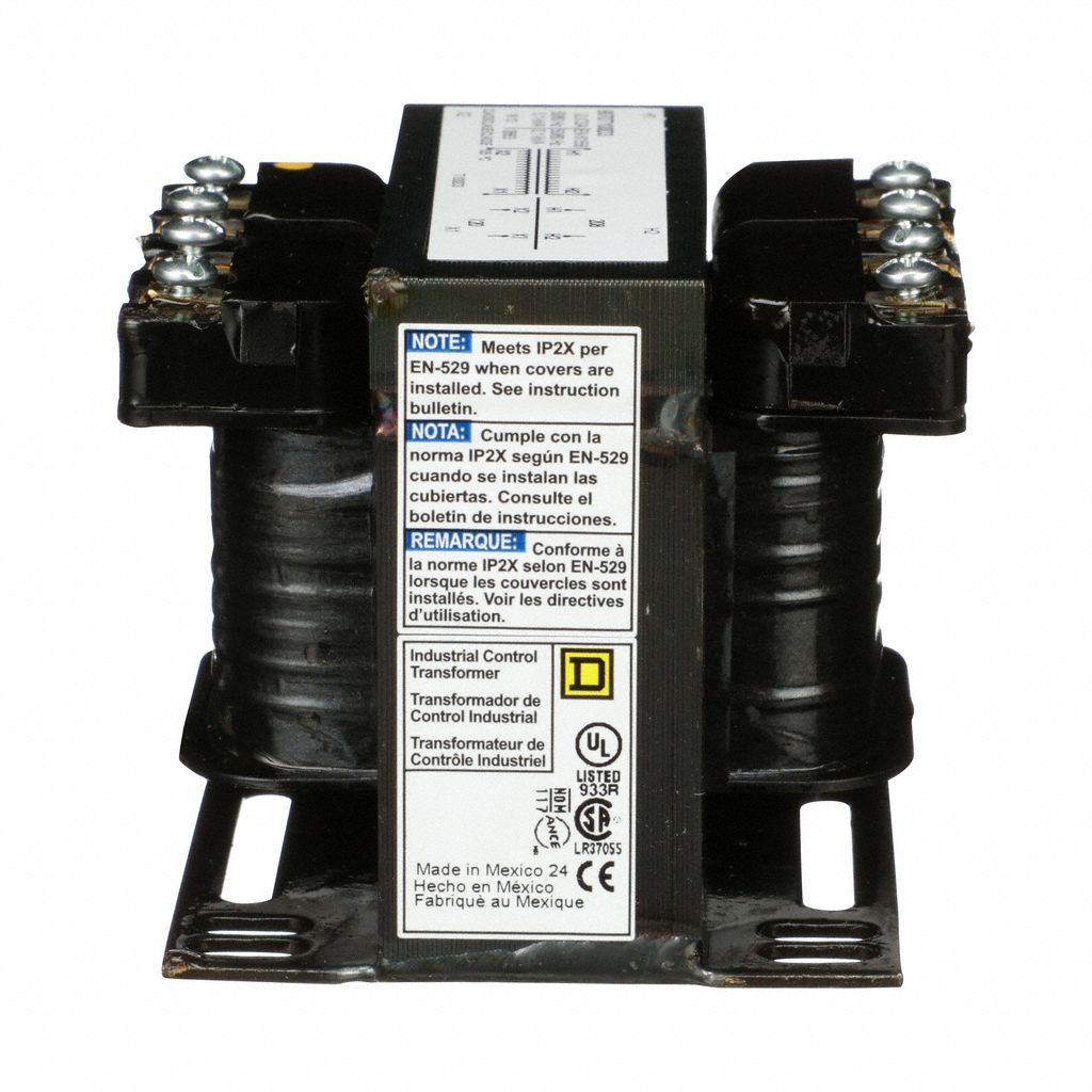 SQUARE D Control Transformer: 208V AC, 120V AC, Foot, 100 VA VA Rating ...