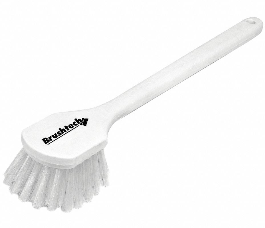 BRUSHTECH Escobeta Mango Largo, Nylon, Blanco, 20" - Cepillo para ...