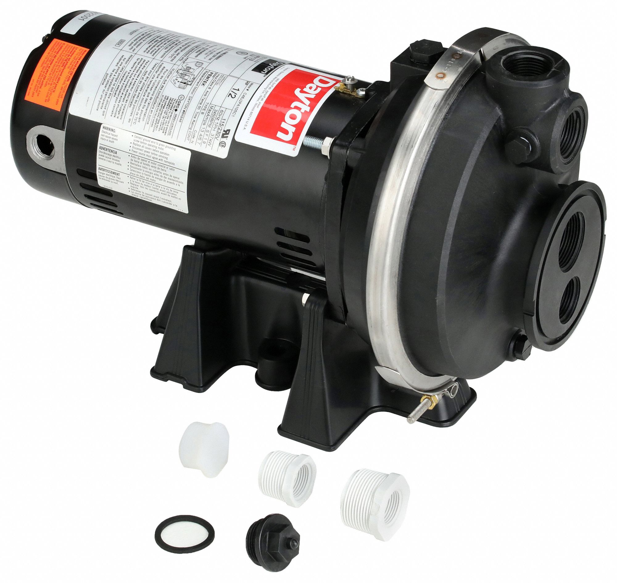 DAYTON Swimming Pool Pump: 1/2 hp, 115/230V AC, 1 ft Max Suction, 90 ft ...