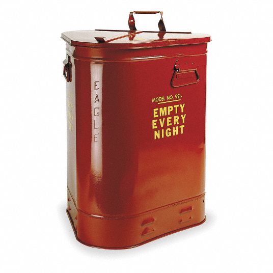 21 gal, Galvanized Steel, Red, Hand Operated Self Closing - Grainger