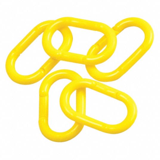 Yellow, 50 4/5 mm Overall Lg, Chain Link for Plastic Chain Barrier ...