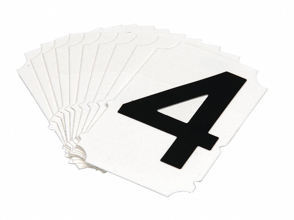 2 in Character Ht, Indoor/Outdoor, Number Label - 4T738|5050-4 - Grainger
