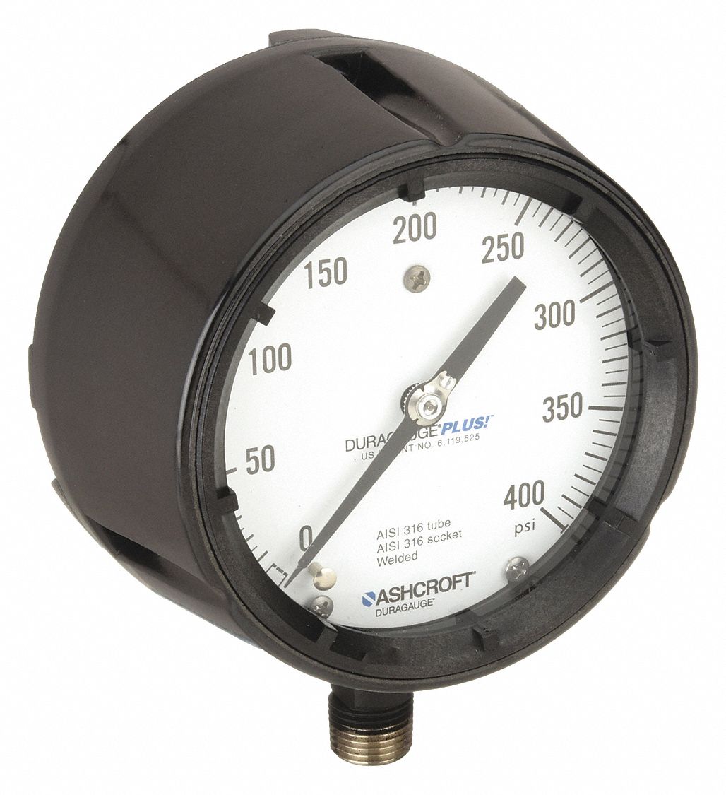 ASHCROFT, 0 psi to 400 psi, White, Process Pressure Gauge - 4TA50 ...