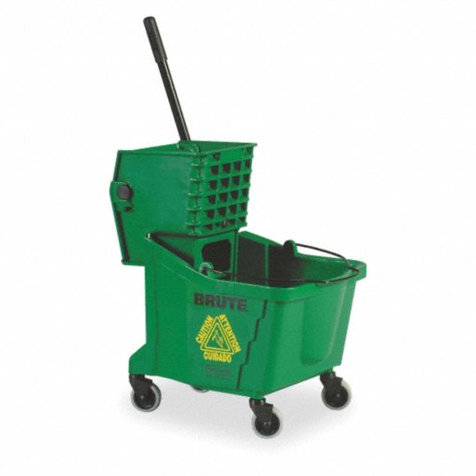 Green Mop Bucket and Wringer, 8 3/4 gal - Grainger