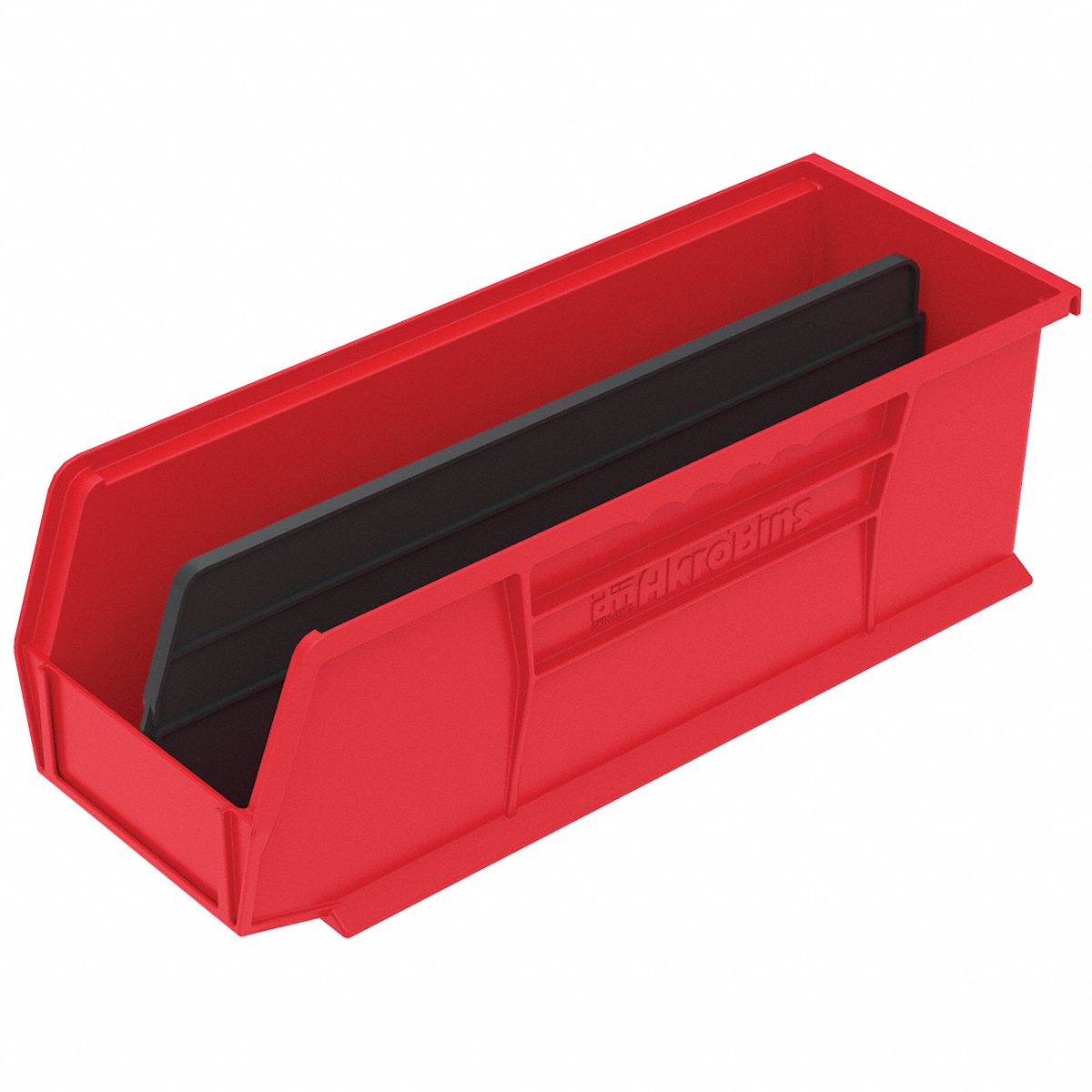 AKRO-MILS Hang and Stack Bin: 5 1/2 in x 14 3/4 in x 5 in, Red, Label ...