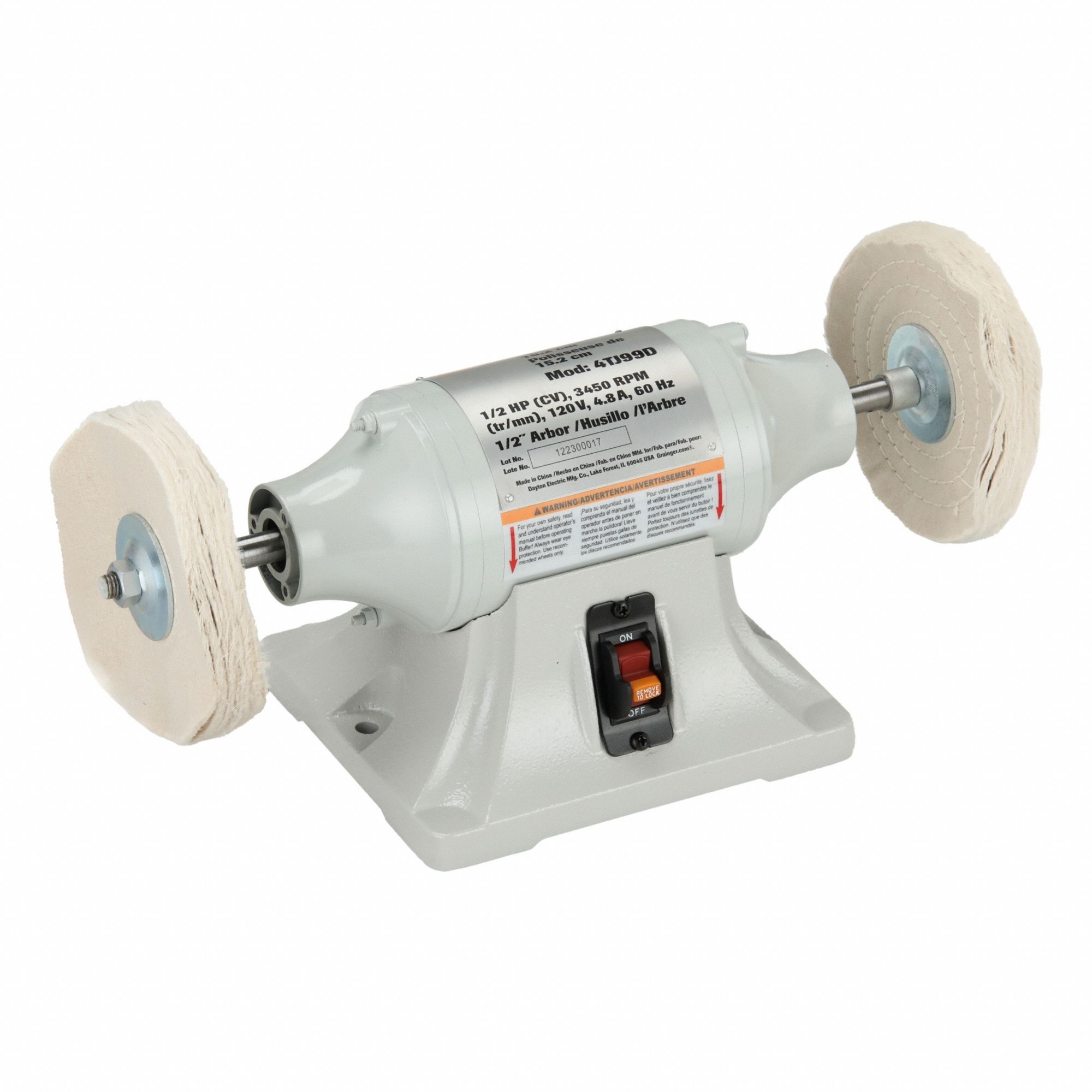 DAYTON, Fixed Speed, 1/2 hp, Bench Buffer - 4TJ99|4TJ99 - Grainger