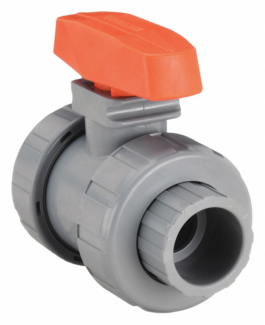 Ball Valve, CPVC, Inline True Union, 2-Piece, Pipe Size 1 in - Grainger