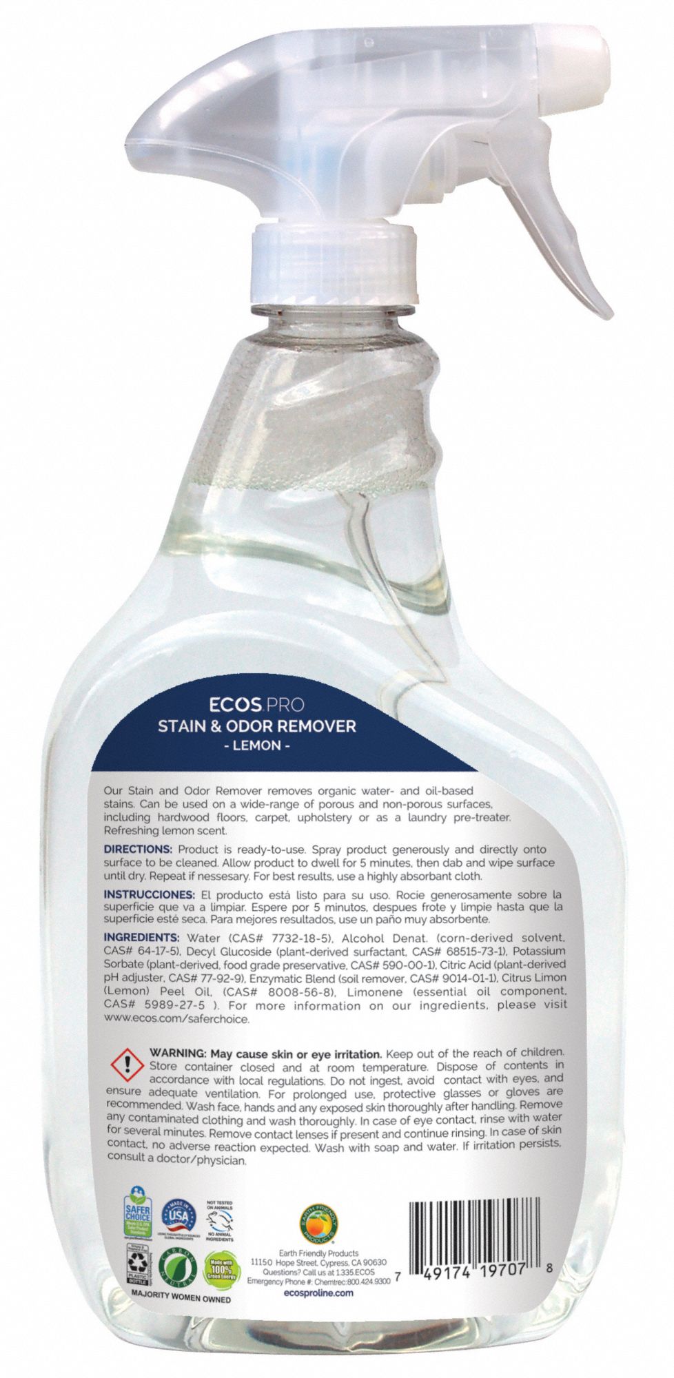 ECOS PRO Stain Remover and Deodorizer: Trigger Spray Bottle, 32 oz ...