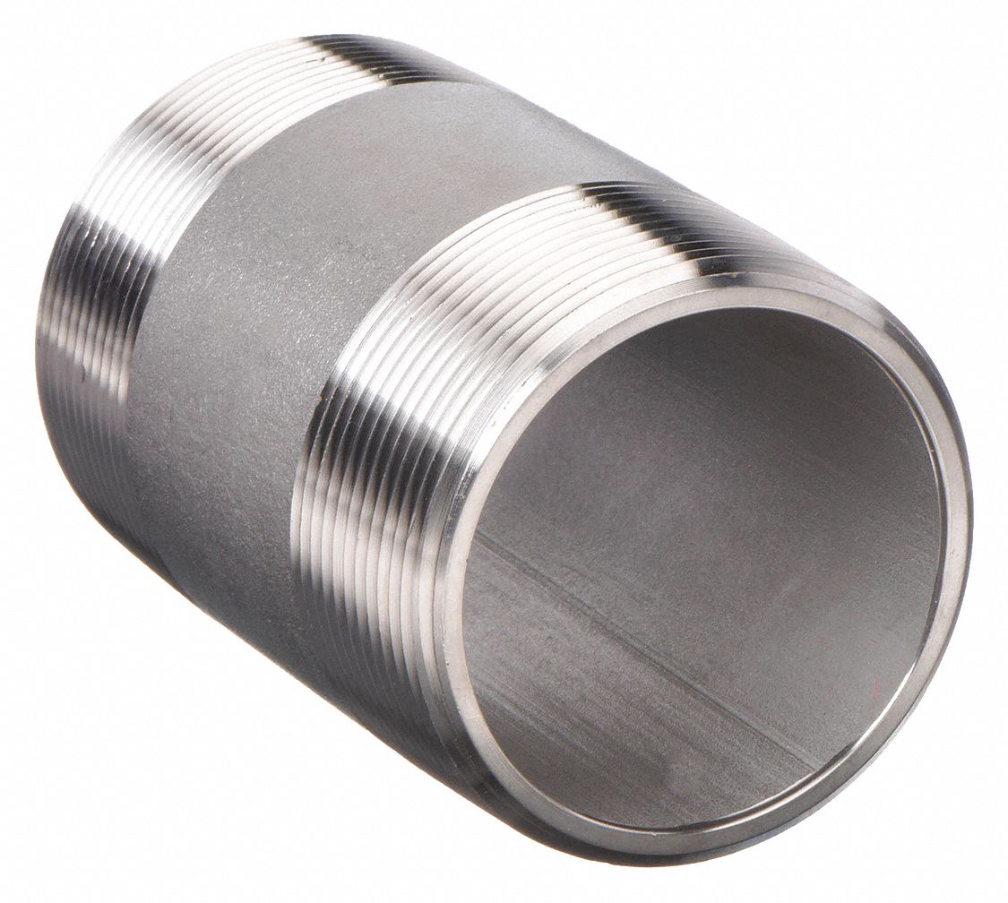 APPROVED VENDOR Niple 2" Acero Inoxidable 316 , 3" Longitud General (Tubo), Roscada en Ambos ...