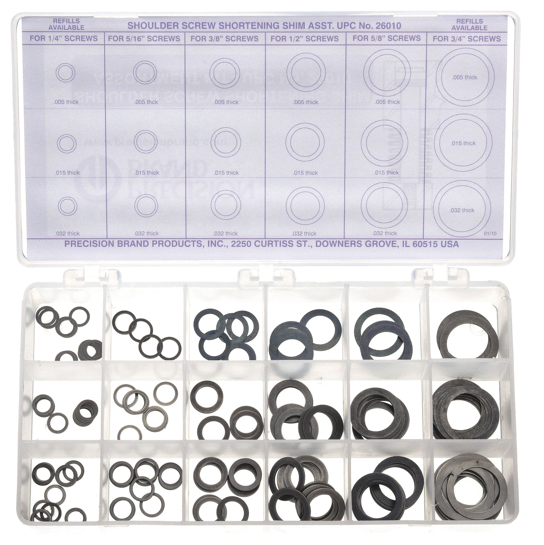 Steel, 0.005 to 0.032 Thick Range (In.), Shortening Shim Assortment ...