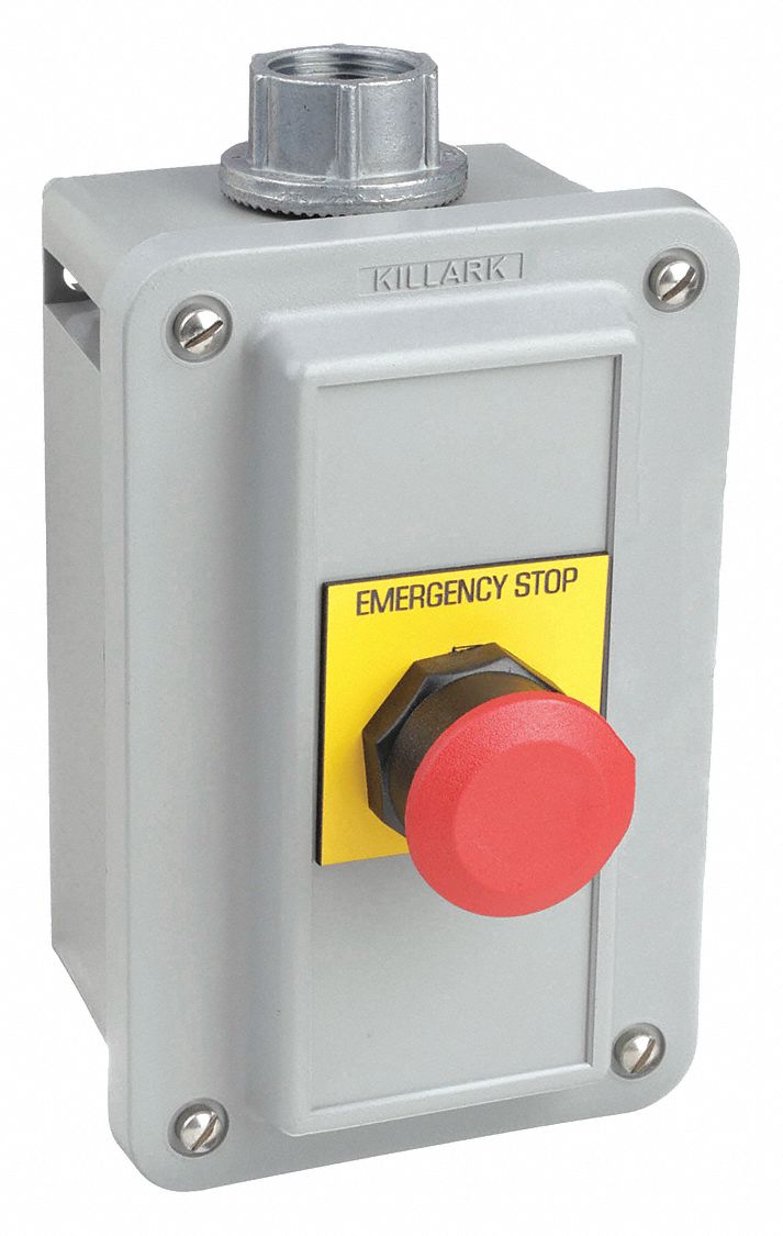 Mushroom Head Push Button, 1NO/1NC, Emergency Stop Control Station ...