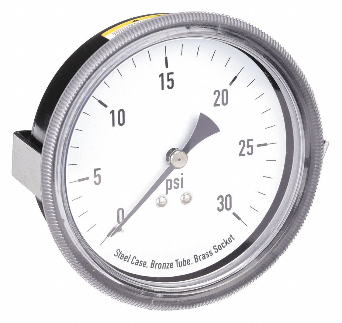 U-Clamp, 0 psi to 30 psi, Panel-Mount Pressure Gauge - 4UA31|4UA31 ...