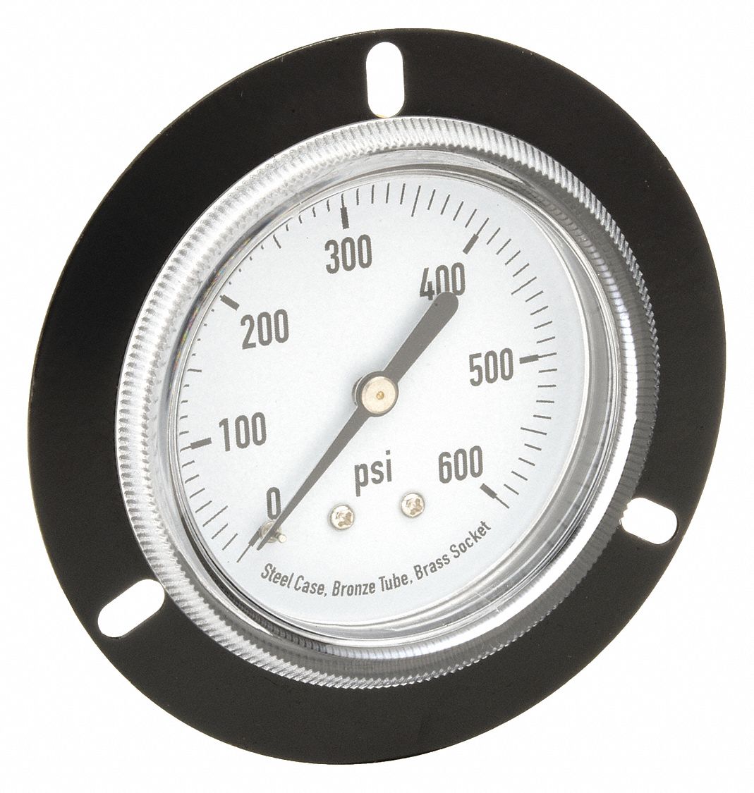 Front Flange, 0 psi to 600 psi, Panel-Mount Pressure Gauge - 4UA36 ...