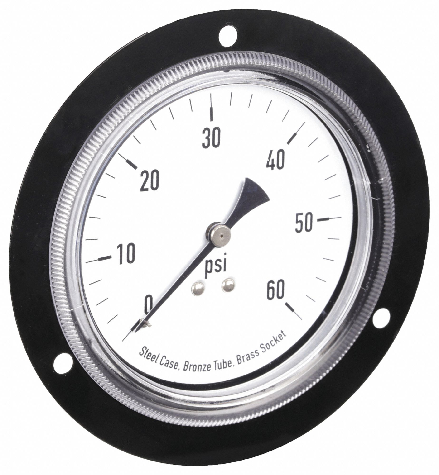 Front Flange, 0 psi to 60 psi, Panel-Mount Pressure Gauge - 4UA38|4UA38 ...