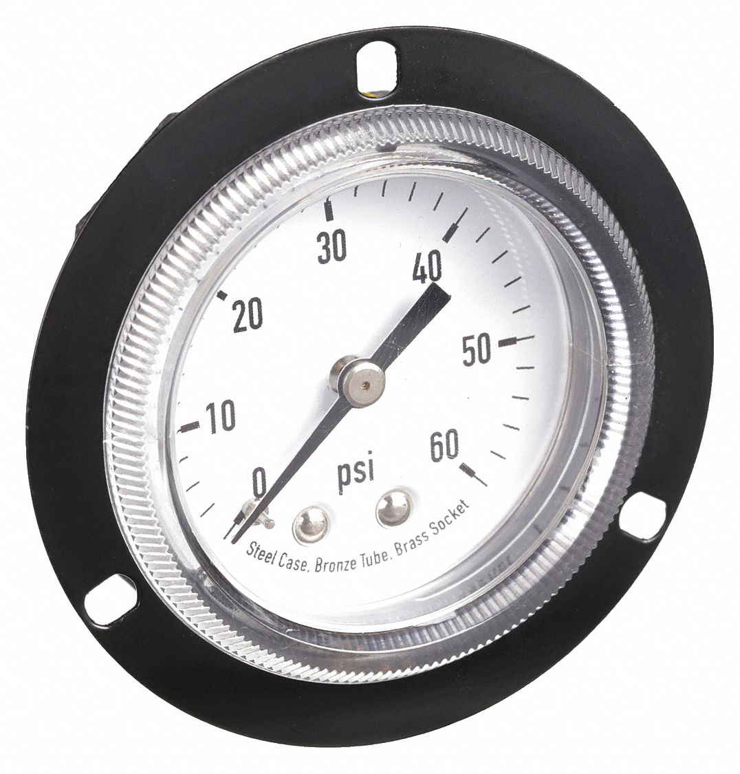Front Flange, 0 psi to 60 psi, Panel-Mount Pressure Gauge - 4UA53|4UA53 ...