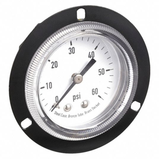 Front Flange, 0 psi to 60 psi, Panel-Mount Pressure Gauge - 4UA53|4UA53 ...