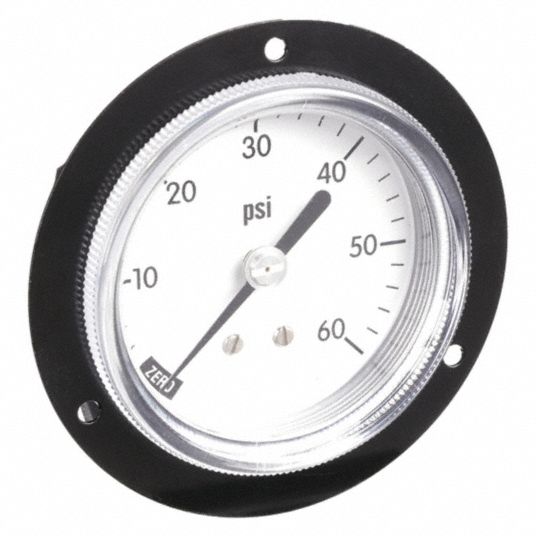 Front Flange, 0 to 60 psi, Panel-Mount Pressure Gauge - 4UA58|4UA58 ...
