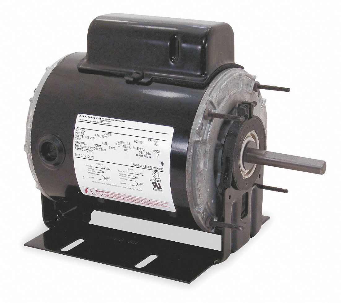 1/2 HP Direct Drive Blower Motor, Permanent Split Capacitor, 1100 ...