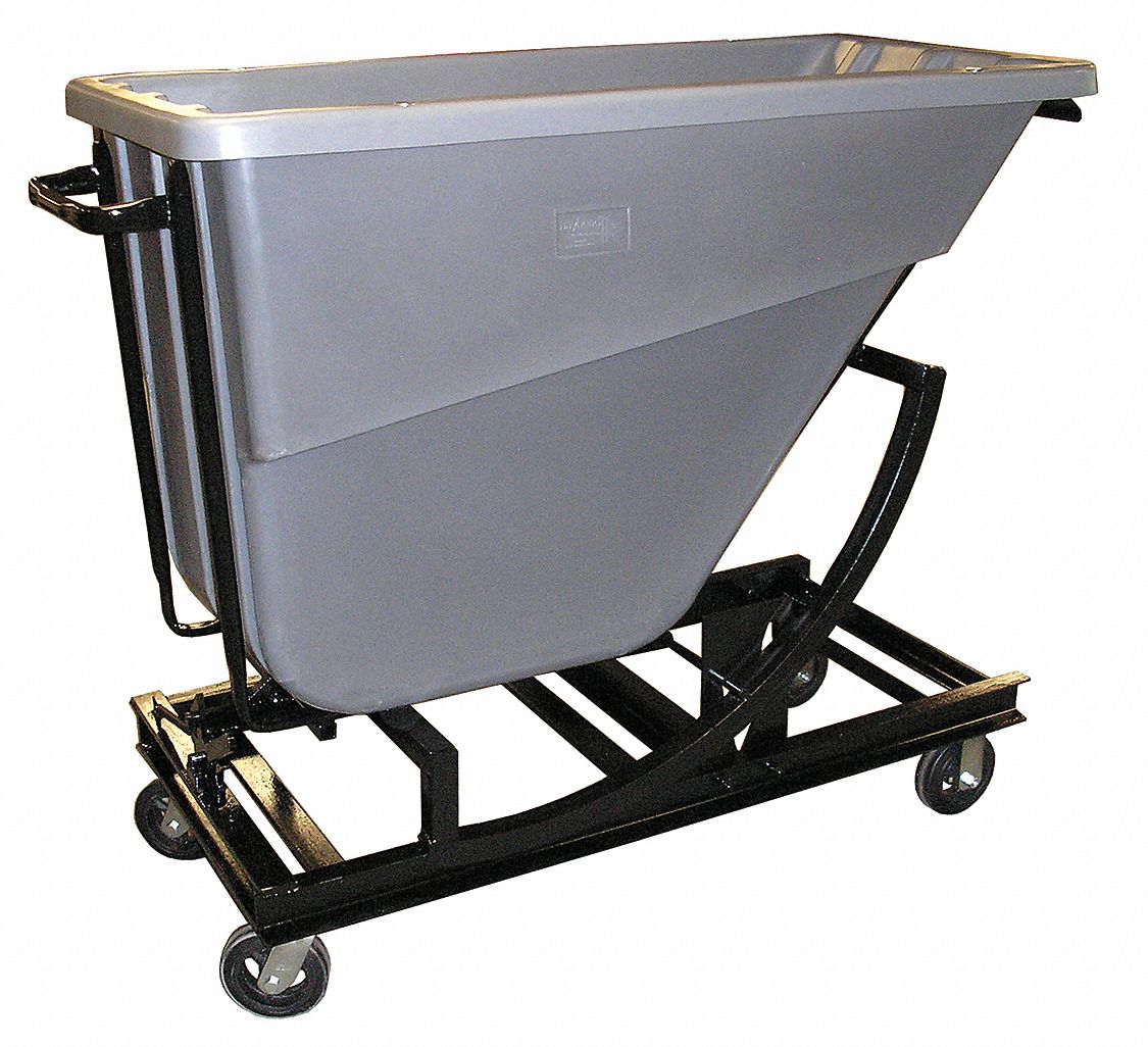 Gray Self-Dumping Hopper, 16.7 cu ft, 750 lb Load Cap., 49 in H X 59 in ...
