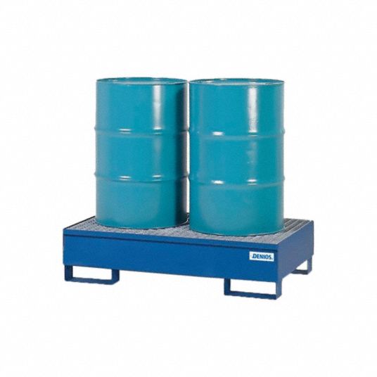 DENIOS Drum Spill Containment Platform: For 2 Drums, 66 gal Spill ...