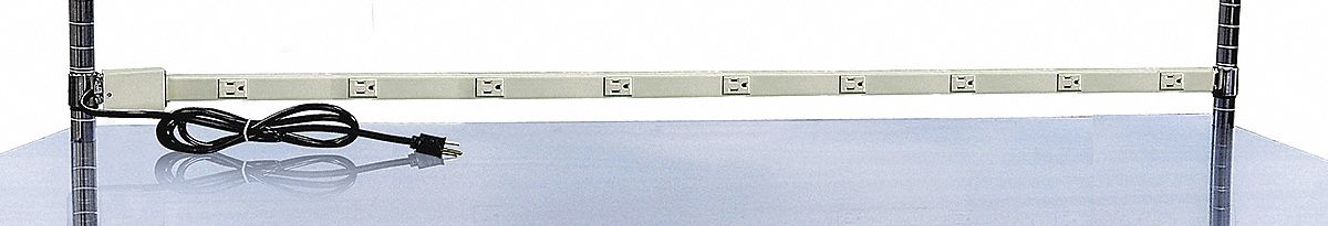 48" Galvanized Steel Power Strip, 6 Ft. Cord, Gray - Grainger