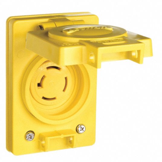 Yellow Locking Receptacle, 20 Amps, 120/208V AC Voltage, NEMA ...