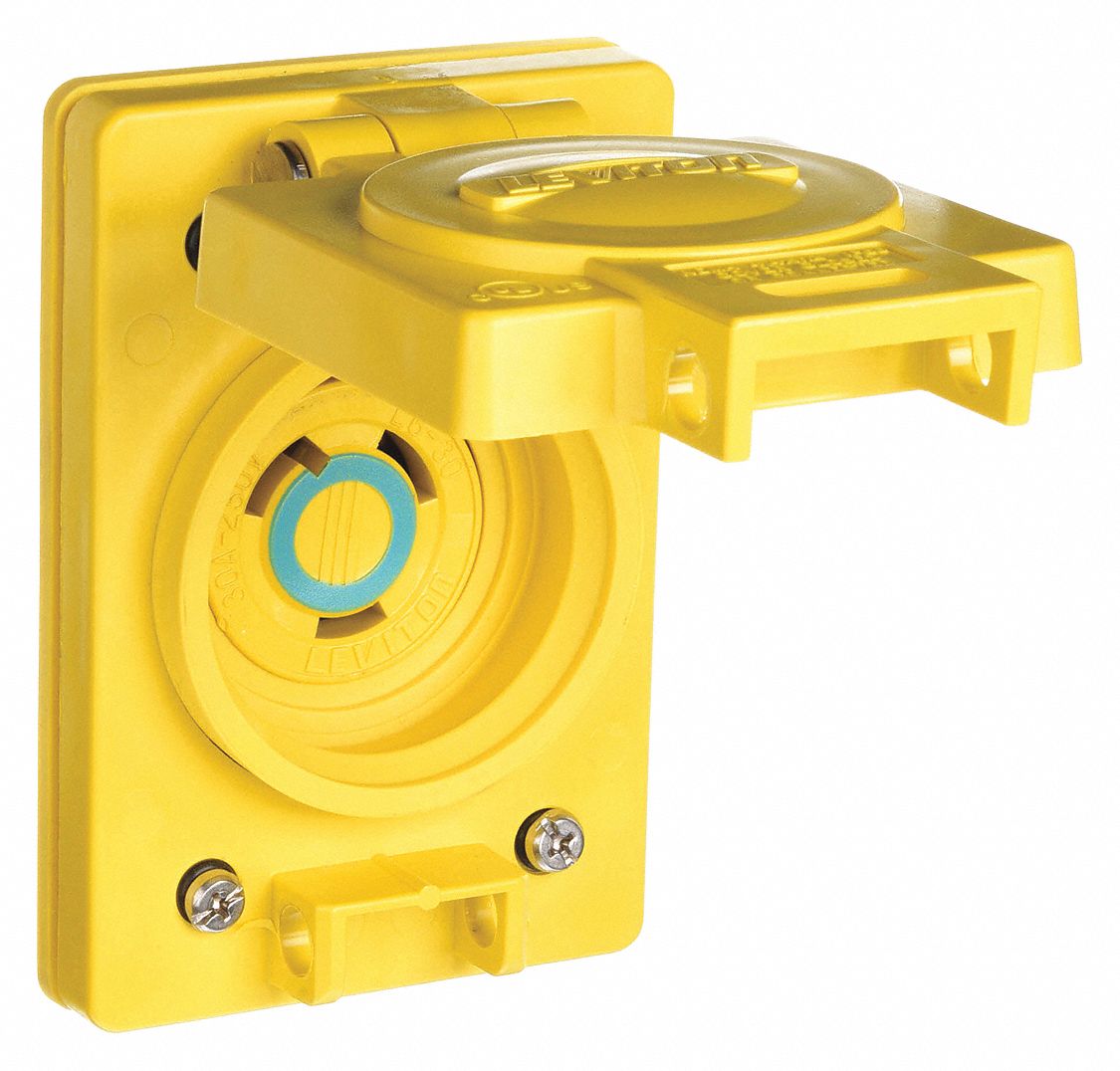 Yellow Locking Receptacle, 30 Amps, 250V AC Voltage, NEMA Configuration ...