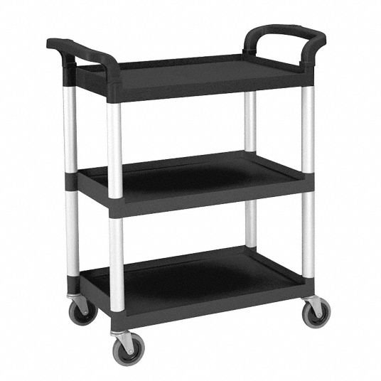 Flat Handle Utility Cart, 300 lb Load Capacity, Number of Shelves 3, 24 ...