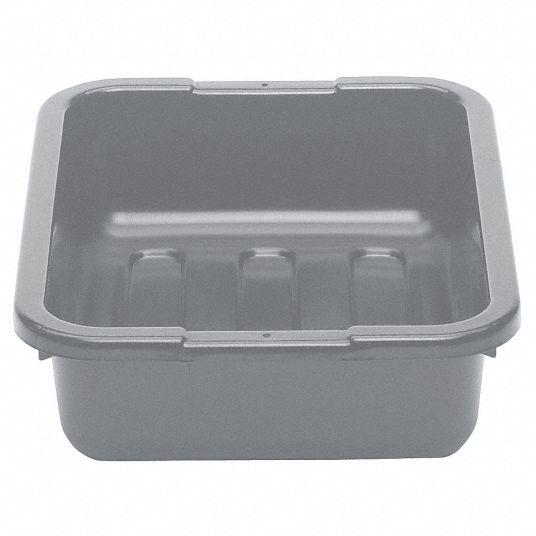 19 5/16 in x 15 5/16 in x 4 15/16 in Plastic Bus Bin, Black - Grainger
