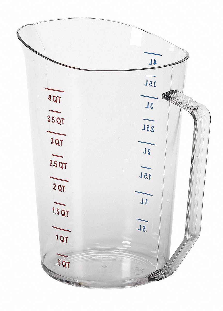 CAMBRO, Dry/Liquid, 4 qt Capacity, Polycarbonate Measuring Cup - 6ZEP0 ...