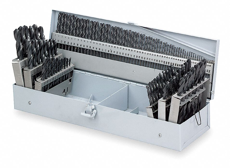 WESTWARD 115 Pc Jobber Drill Bit Set, High Speed Steel, Black Oxide ...