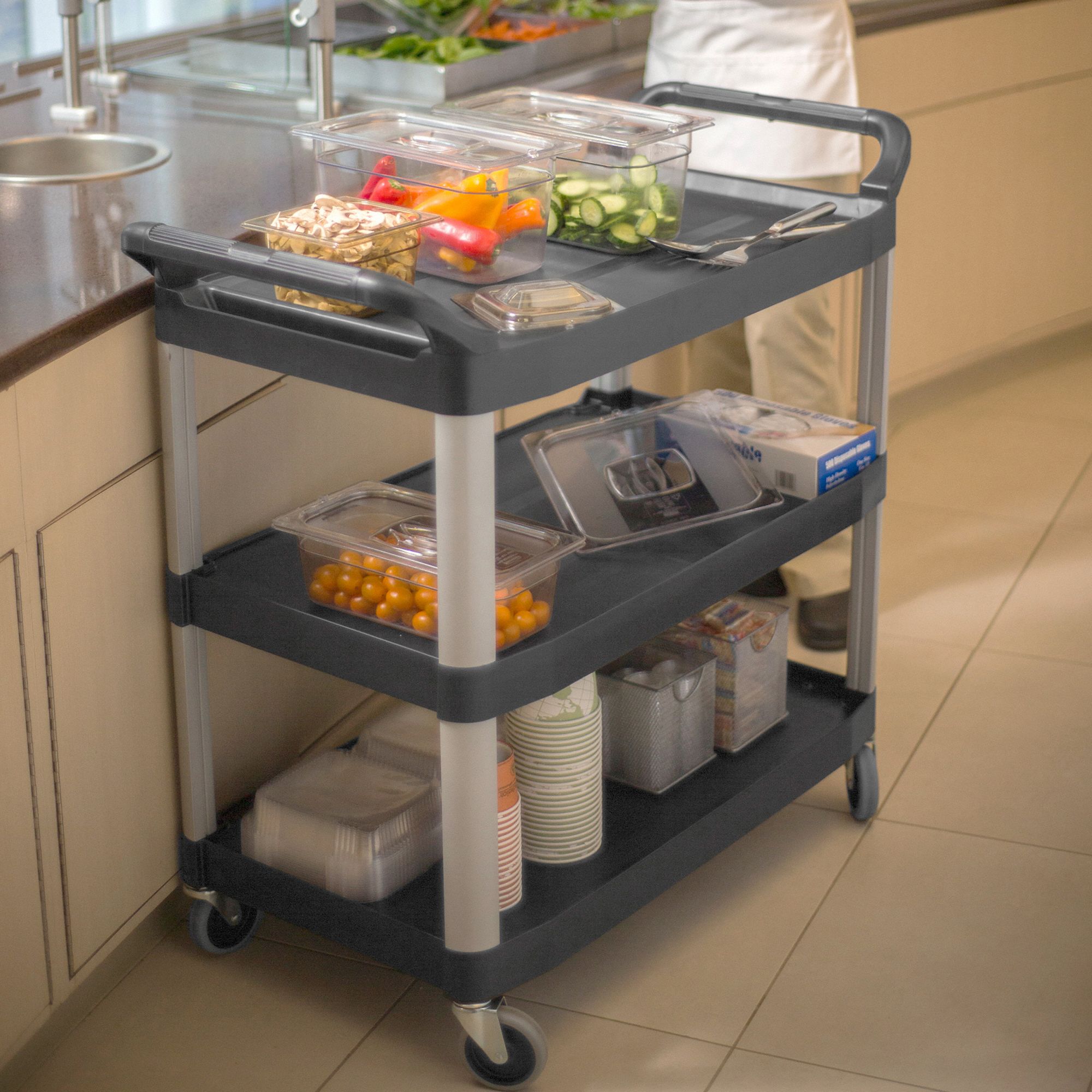 RUBBERMAID COMMERCIAL PRODUCTS Dual-Handle Utility Cart with Lipped ...
