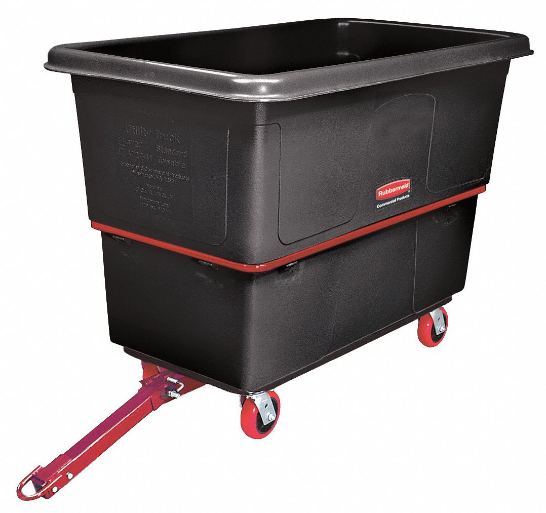 RUBBERMAID COMMERCIAL PRODUCTS, 27 cu ft Cubic Foot Capacity, Black, Towable Cube Truck - 4UR42 ...
