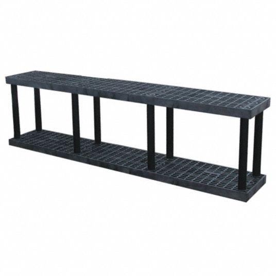 STRUCTURAL PLASTICS, 96 in x 16 in, 27 in Overall Ht, Plastic Shelving ...