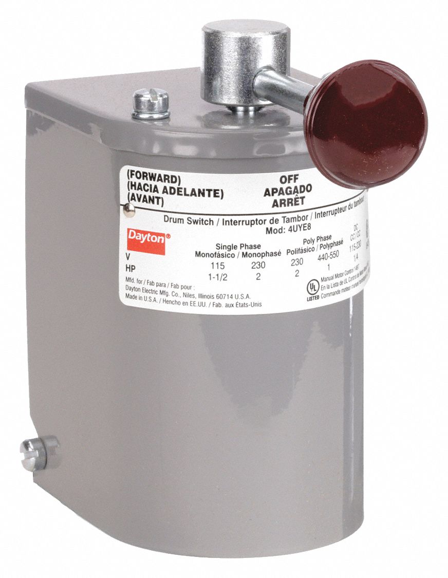 DAYTON, 3 Pole, Single Phase, Drum Switch - 4UYE8|4UYE8 - Grainger