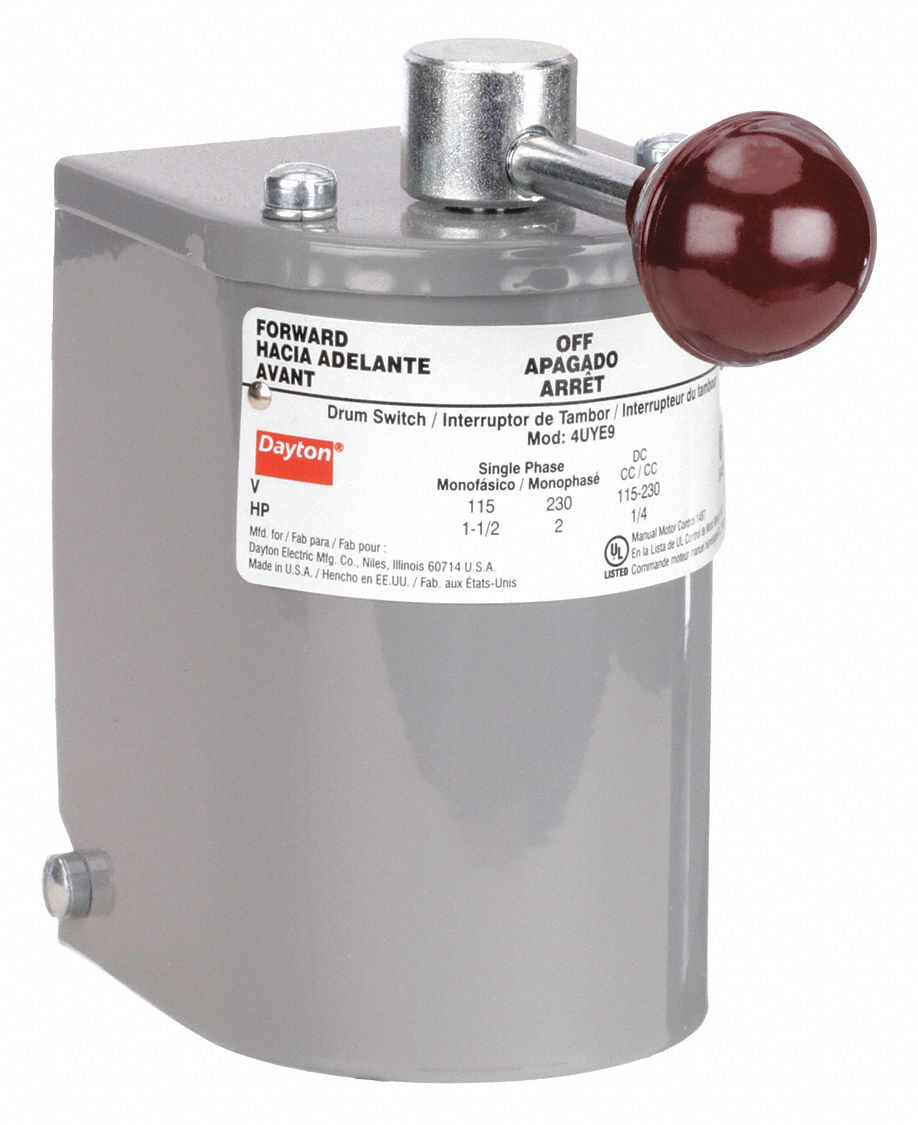 DAYTON, 2 Pole, Single Phase, Drum Switch - 4UYE9|4UYE9 - Grainger