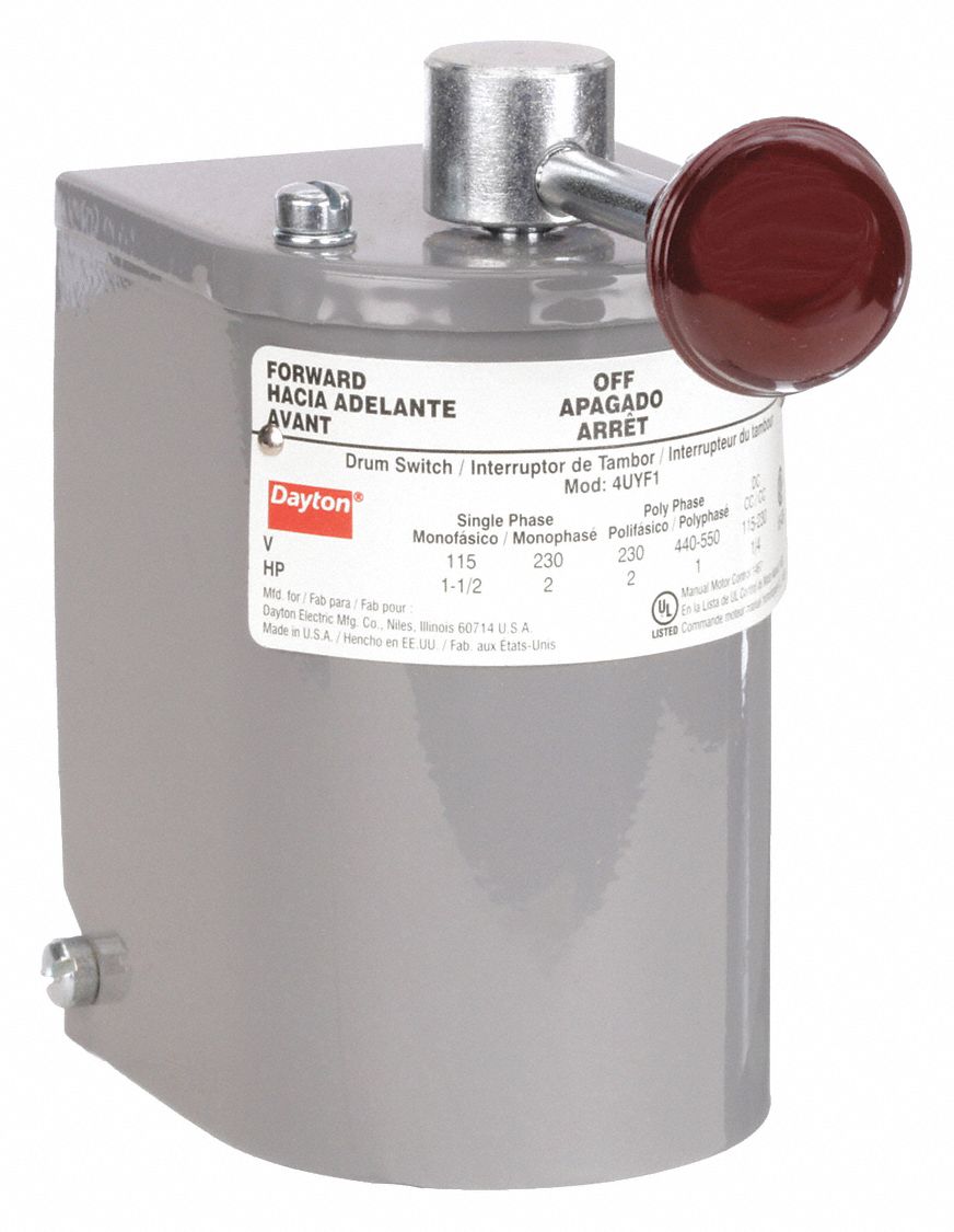 DAYTON, 3 Pole, Single Phase, Drum Switch - 4UYF1|4UYF1 - Grainger
