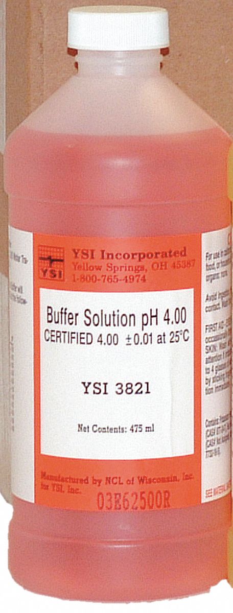 Lab, 4 pt, Buffer - pH 4.00 - Color Coded Red - 4UZC4|3821 - Grainger
