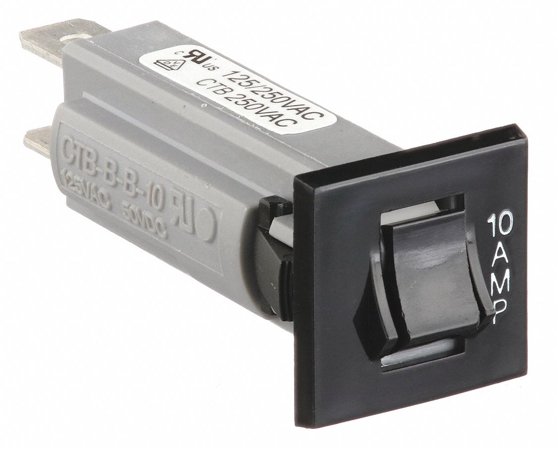10 A Amps, 125/250V AC, Panel Mount Circuit Breaker - 4VA68|CTB-B-B-10 ...