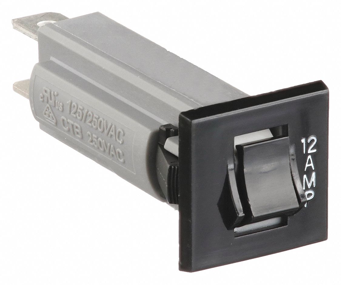 12 A Amps, 125/250V AC, Panel Mount Circuit Breaker - 4VA69|CTB-B-B-12 ...