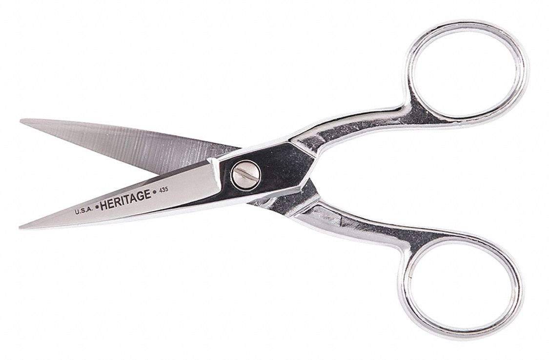 HERITAGE Scissors, Multipurpose, Straight, Right Hand, Nickel Chrome ...