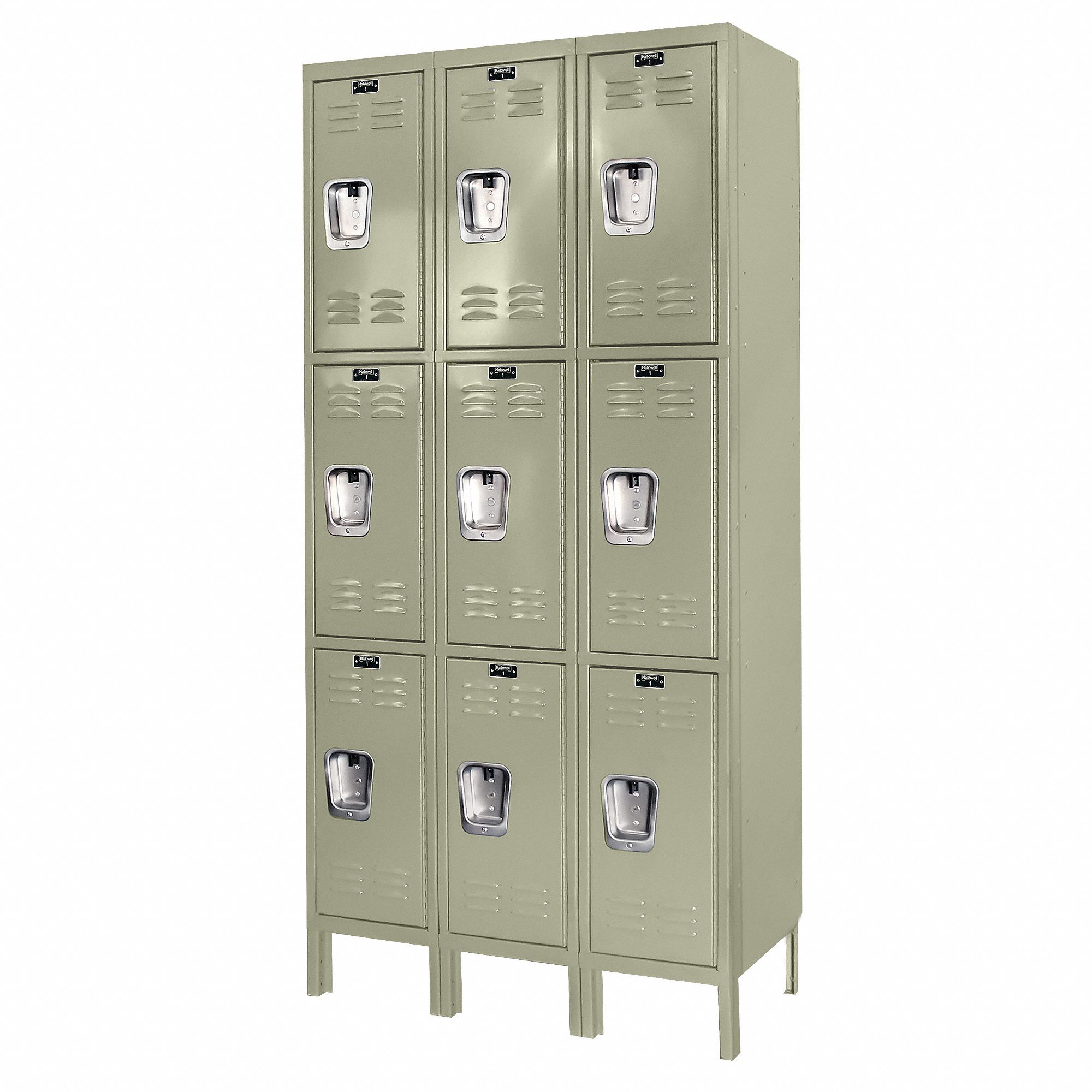 HALLOWELL Wardrobe Locker: 36 in x 12 in x 78 in, Louvered, 3 Tiers, 3 ...