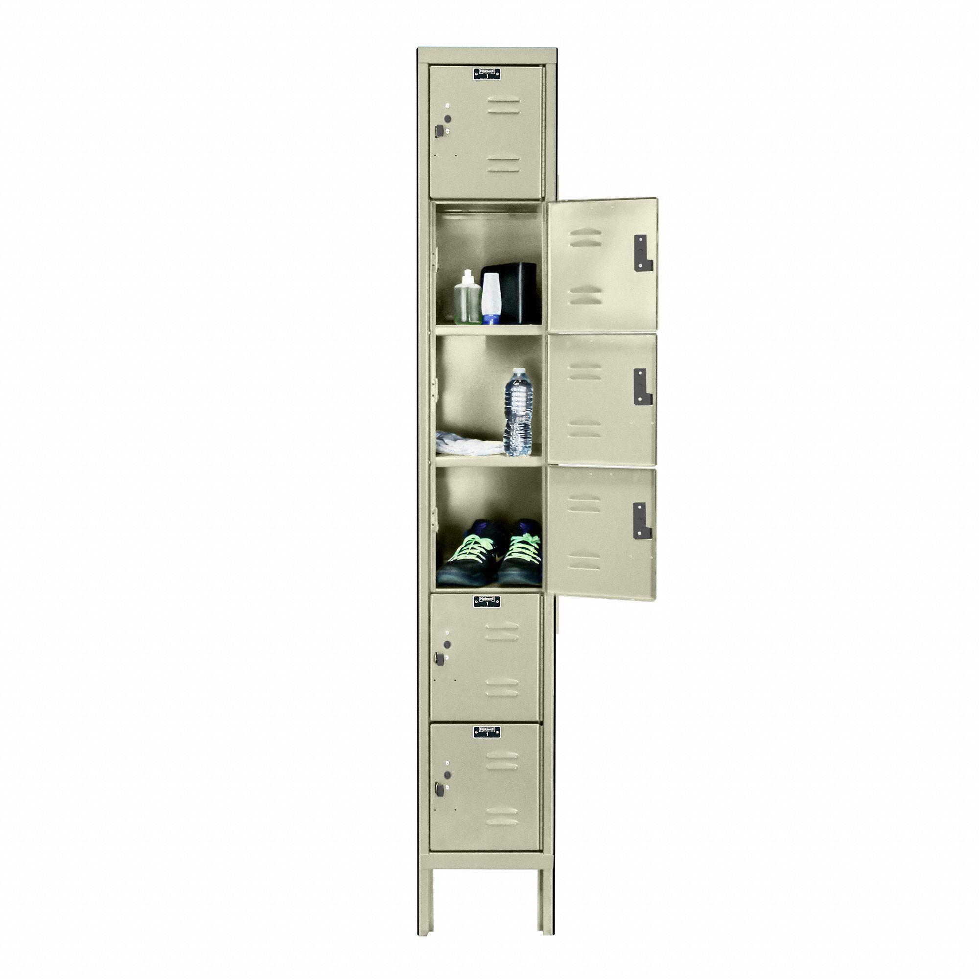 HALLOWELL Box Locker: 12 in x 18 in x 78 in, 6 Tiers, 1 Units Wide ...