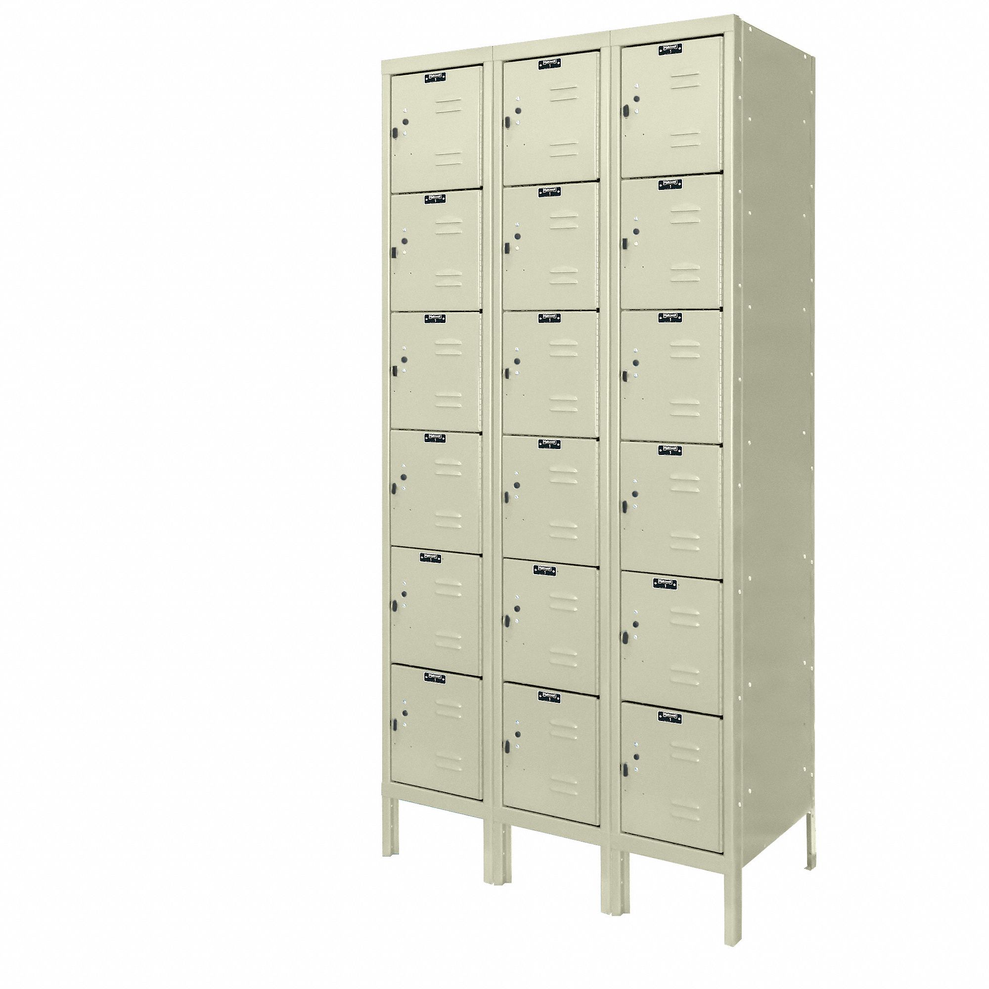 HALLOWELL Box Locker: 36 in x 15 in x 78 in, 6 Tiers, 3 Units Wide ...