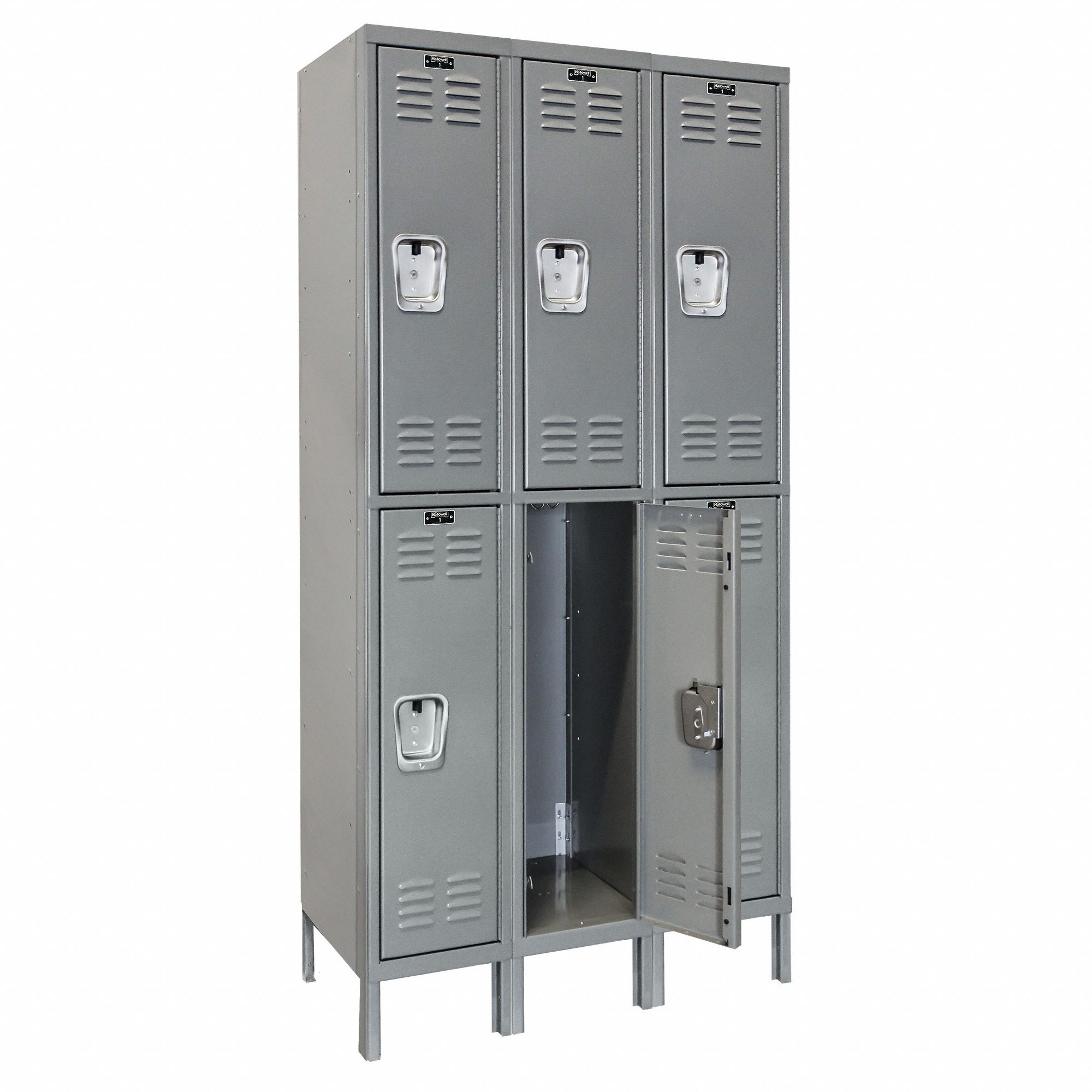 HALLOWELL Wardrobe Locker: 36 in x 15 in x 66 in, Louvered, 2 Tiers, 3 ...