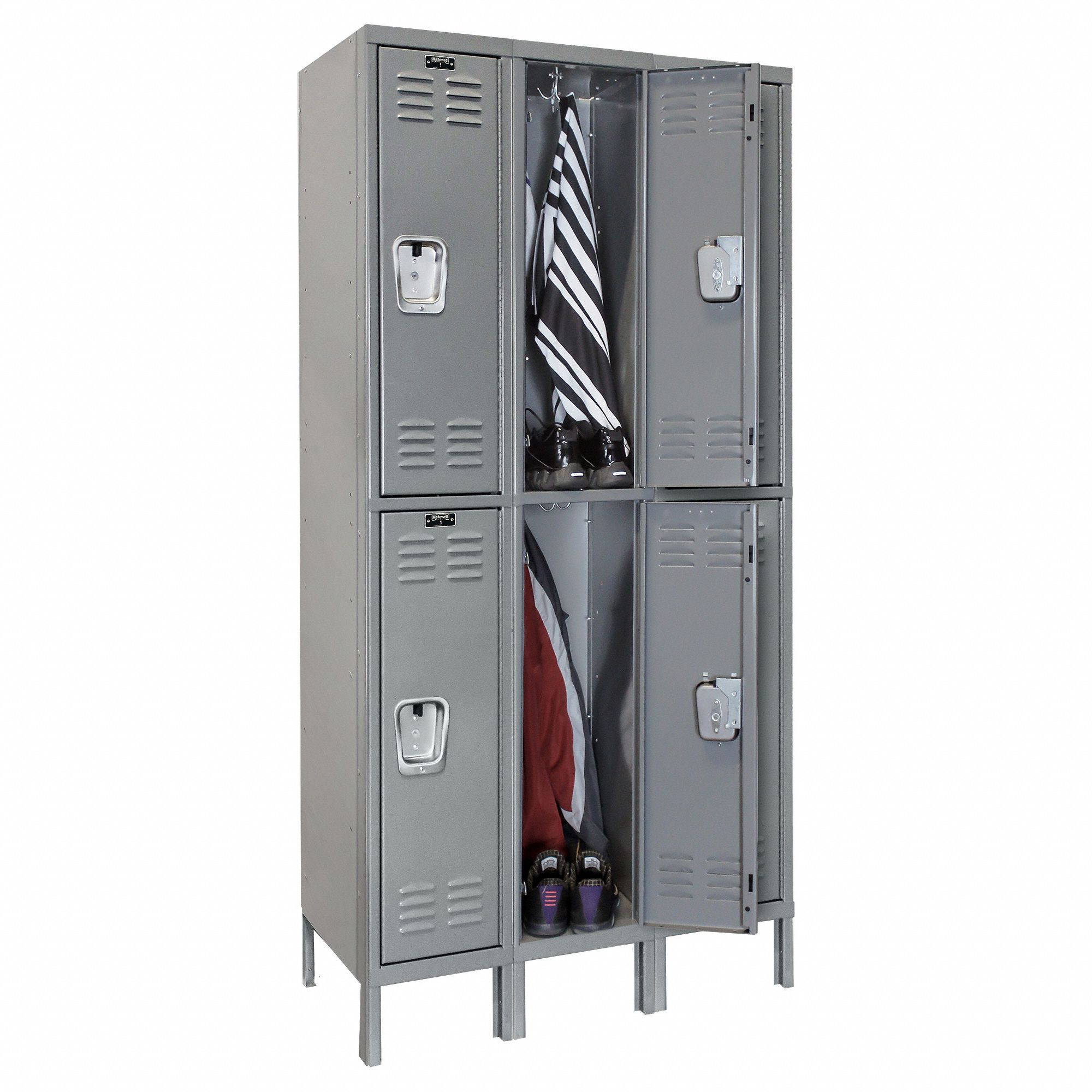 HALLOWELL Wardrobe Locker: 36 in x 18 in x 66 in, Louvered, 2 Tiers, 3 ...