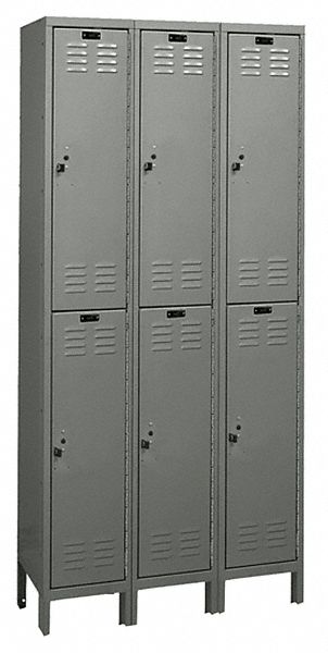HALLOWELL WARDROBE LOCKER, 36 IN X 12 IN X 78 IN, LOUVERED, 2 TIERS, 3 ...