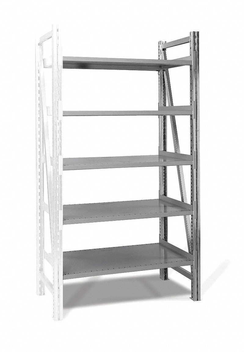 SSI SCHAEFER Boltless Shelving: Add-On, 48 in x 24 in, 78 in Overall Ht ...