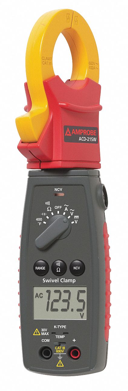 AMPROBE, CAT III 600V, Clamp Jaw, Clamp Meter - 4VMF5|ACD-21SW - Grainger